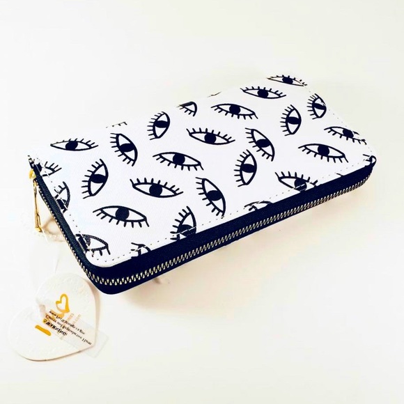 IMO | Bags | Imo Imoshion Cream Clutch Wristlet Art Deco Lash Eyes ...